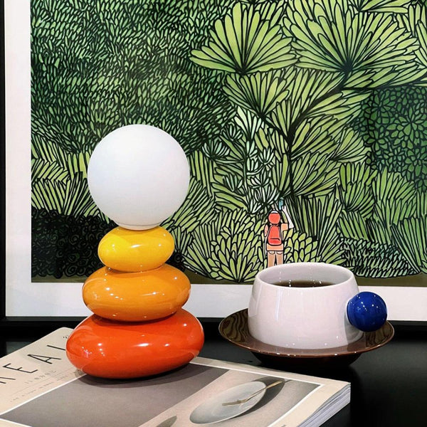 Creative Ceramic Triple Layer Stacked Stone Table Lamp – Shine Life ...