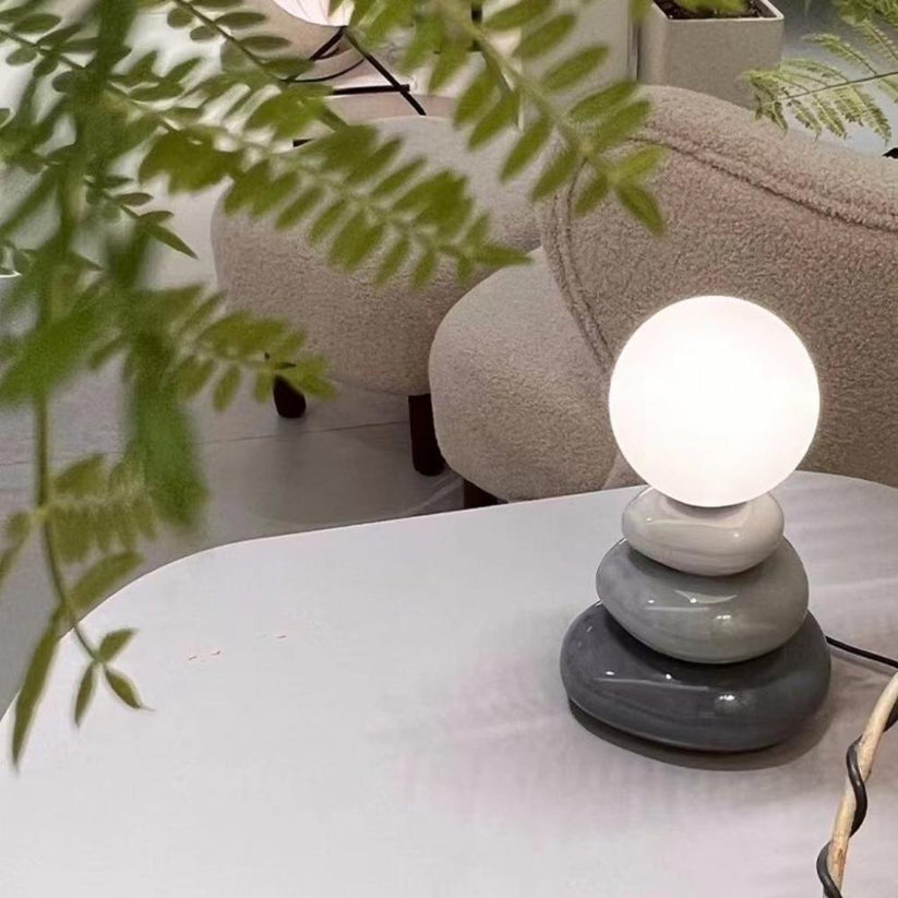 Creative Ceramic Triple Layer Stacked Stone Table Lamp – Shine Life ...