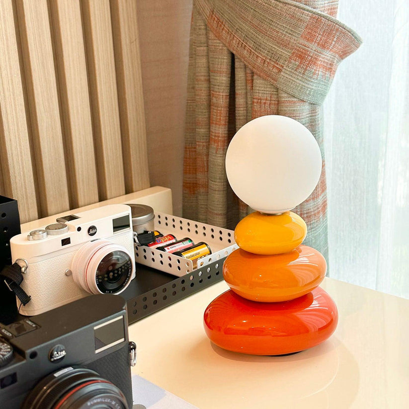 Creative Ceramic Triple Layer Stacked Stone Table Lamp – Shine Life ...