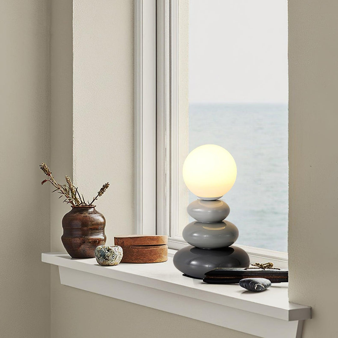 Creative Ceramic Triple Layer Stacked Stone Table Lamp – Shine Life ...