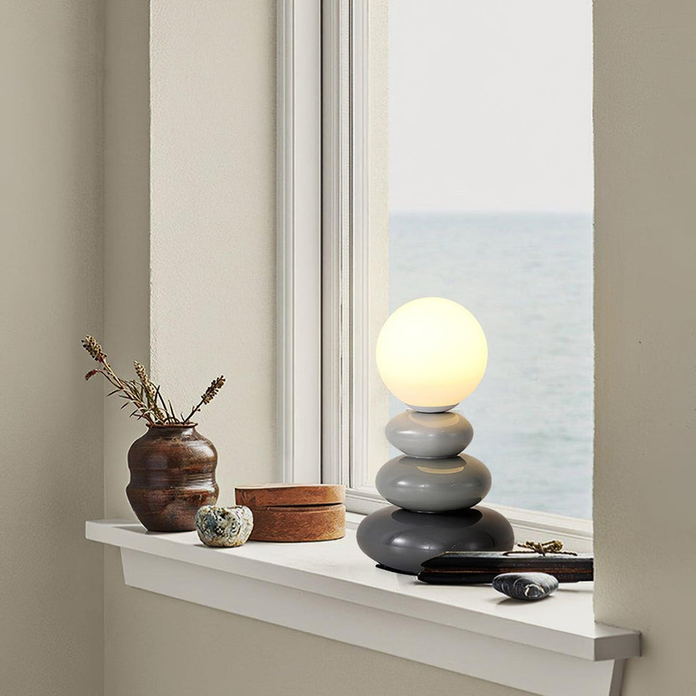 Creative Ceramic Triple Layer Stacked Stone Table Lamp – Shine Life ...