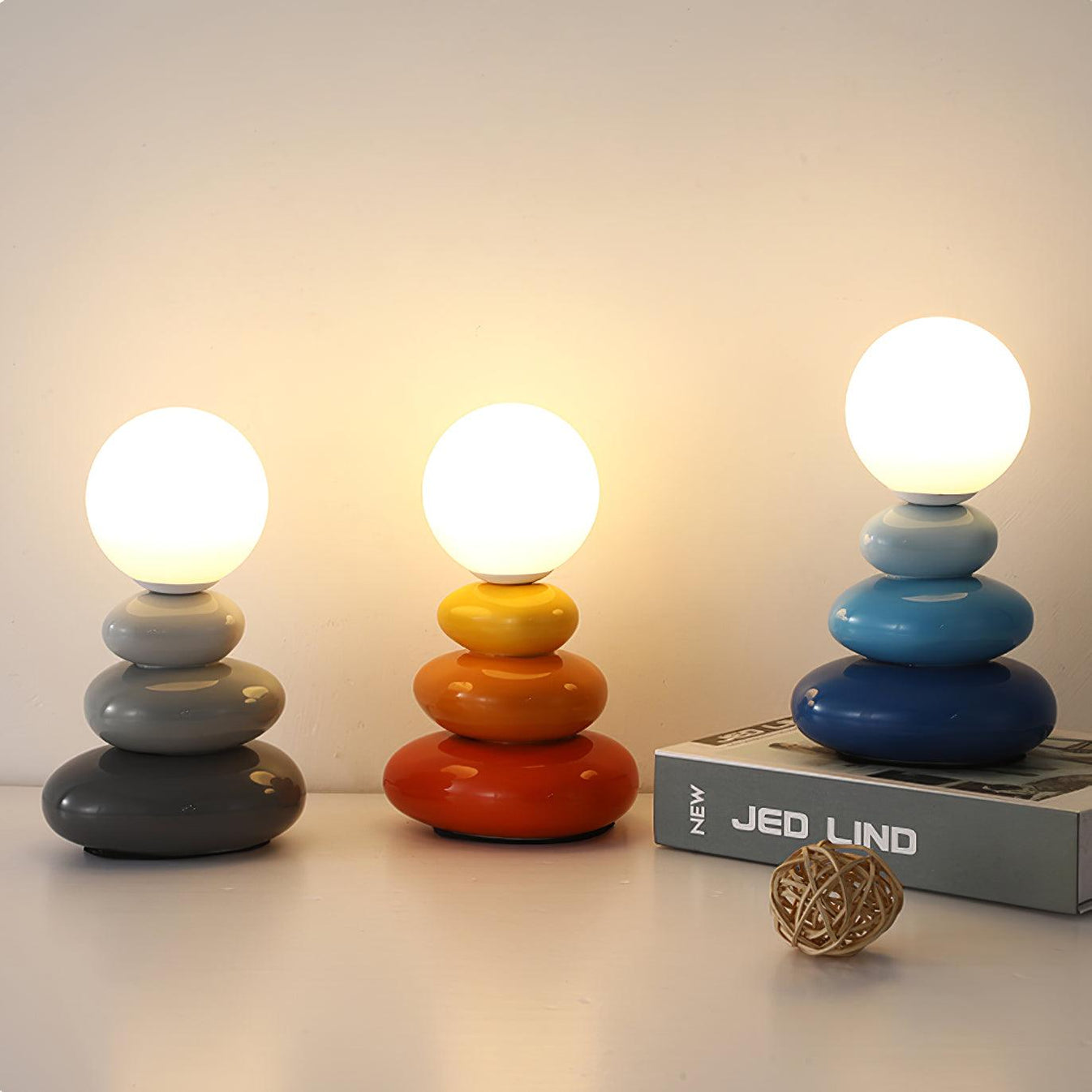 Creative Ceramic Triple Layer Stacked Stone Table Lamp – Shine Life ...
