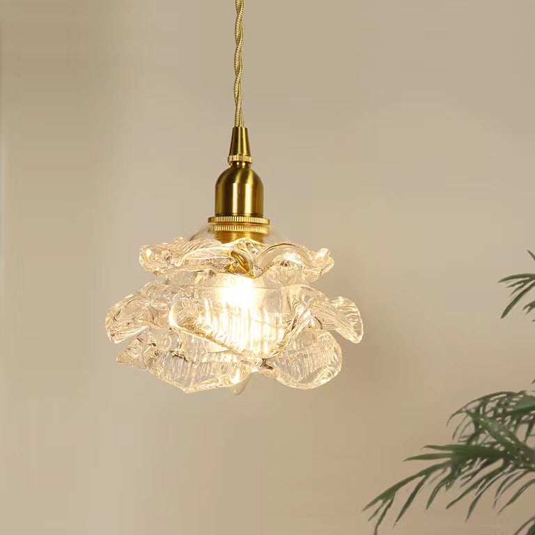 Luxury Brass Glass Rose Pendant Light | Bedside Pendant Light – Shine ...