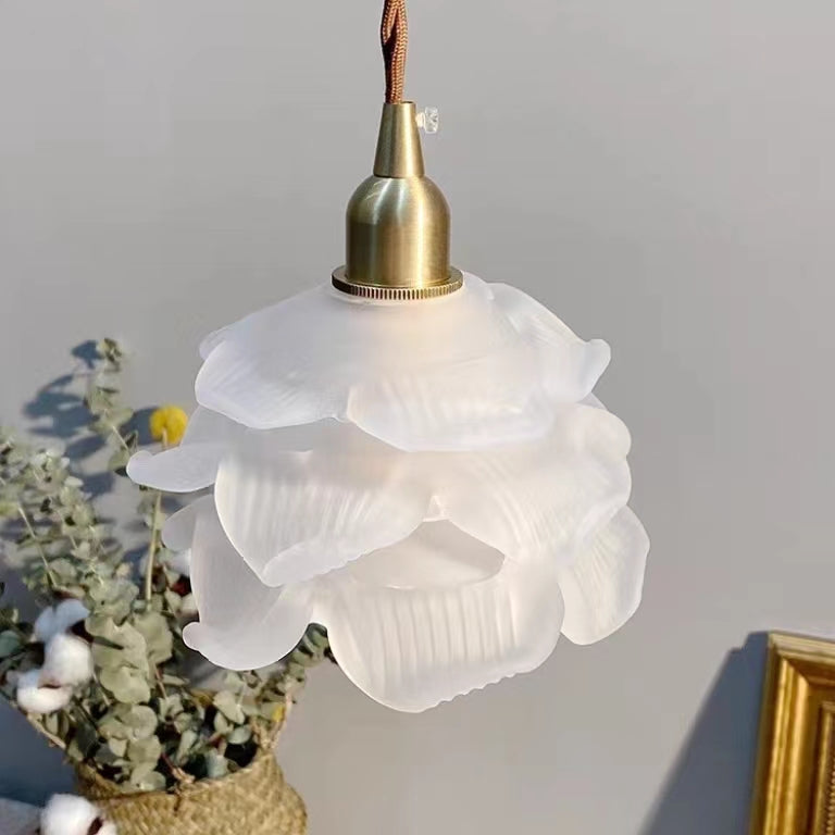 Luxury Brass Glass Rose Pendant Light | Bedside Pendant Light – Shine ...