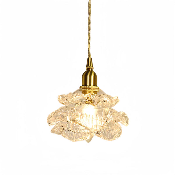 Luxury Brass Glass Rose Pendant Light | Bedside Pendant Light – Shine ...