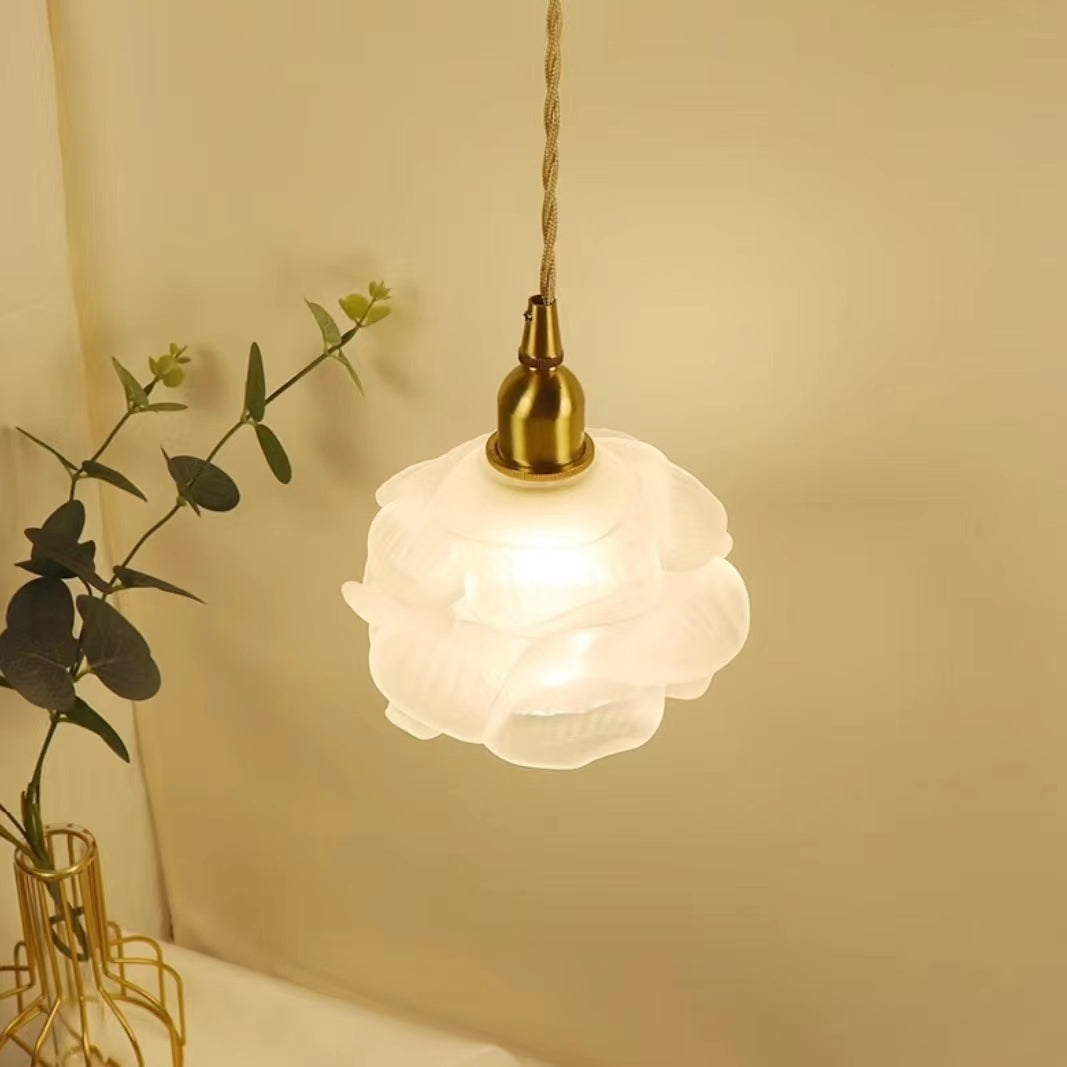 Luxury Brass Glass Rose Pendant Light | Bedside Pendant Light – Shine ...