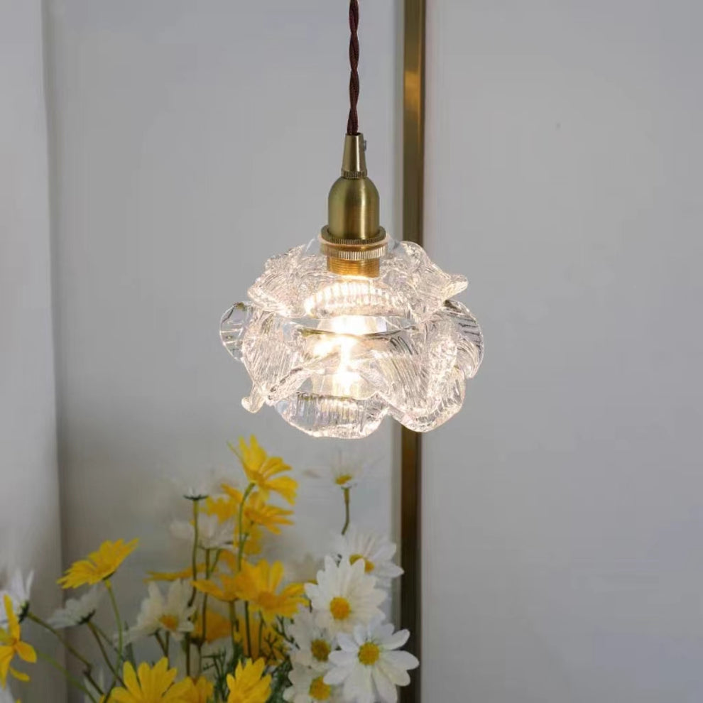 Luxury Brass Glass Rose Pendant Light | Bedside Pendant Light – Shine ...