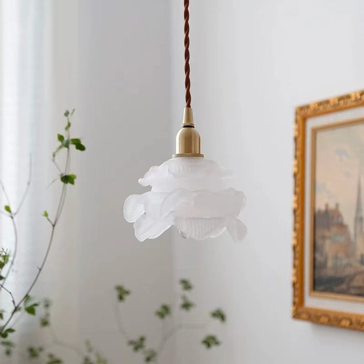 Luxury Brass Glass Rose Pendant Light | Bedside Pendant Light – Shine ...
