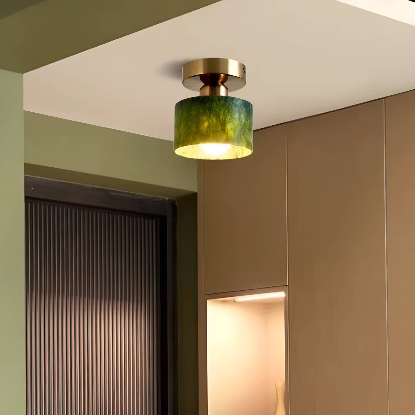 Natural Jade Vintage Dark Green Ceiling Light For Hallway – Shine Life ...