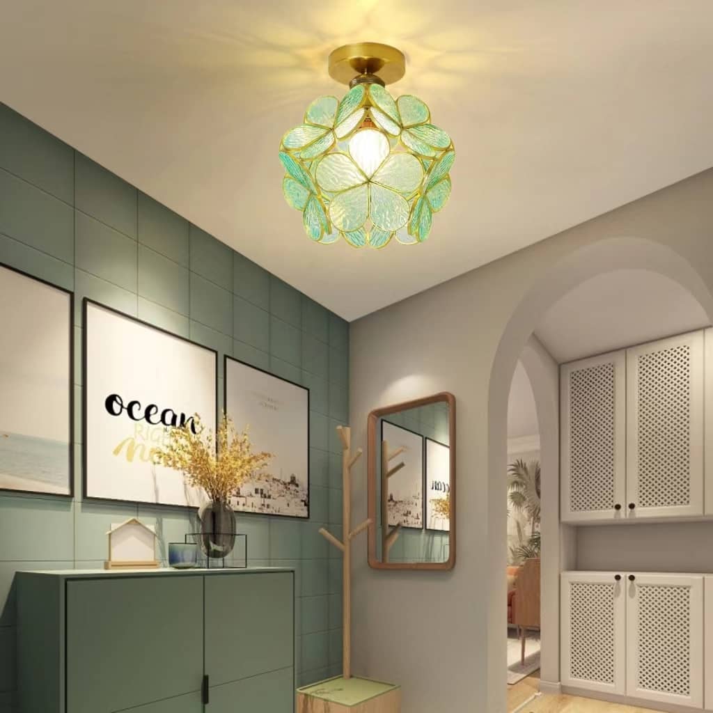 Romantic Flower Petal Glass Ceiling Light | Hallway Ceiling Light ...