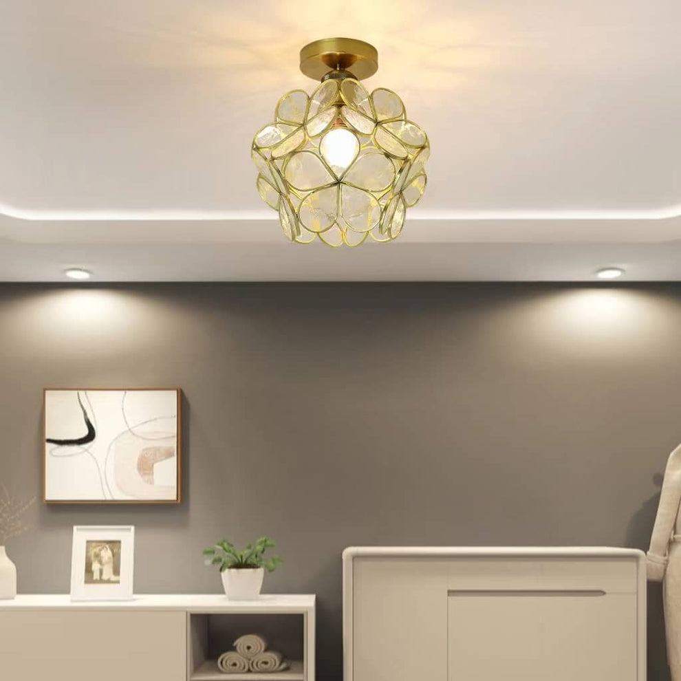 Romantic Flower Petal Glass Ceiling Light | Hallway Ceiling Light ...