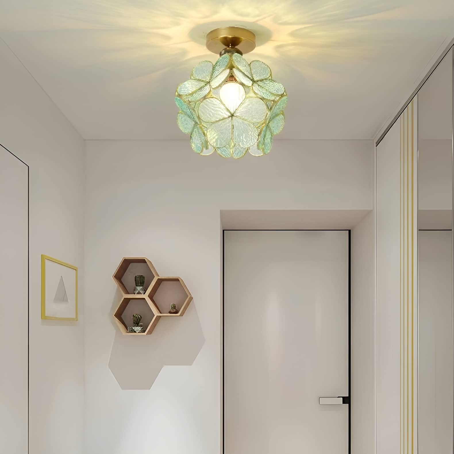 Romantic Flower Petal Glass Ceiling Light | Hallway Ceiling Light ...